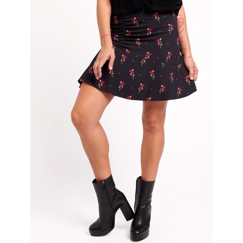 Comprar Falda Ramilletes Negra Aire Retro| Sopotey Woman.
